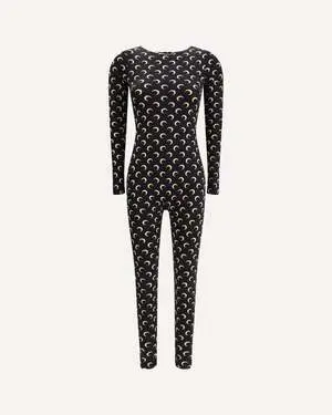 MARINE SERRE All-over Moon Print Long Sleeve Jumpsuit - Brown