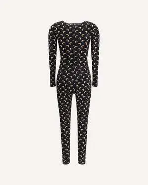 MARINE SERRE All-over Moon Print Long Sleeve Jumpsuit - Brown