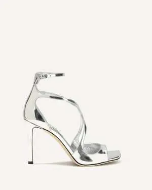 JIMMY CHOO Azia Patent Leather Sandals - Silver