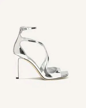JIMMY CHOO Azia Patent Leather Sandals - Silver