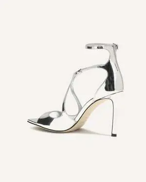 JIMMY CHOO Azia Patent Leather Sandals - Silver