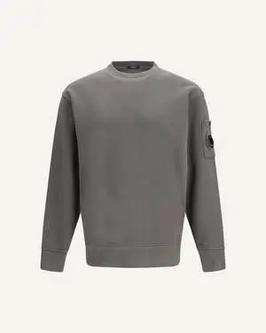 C.P. COMPANY Diagonal Raised Fleece Crewneck Lens Sweatshirt - Green