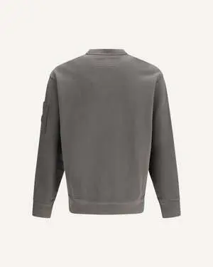 C.P. COMPANY Diagonal Raised Fleece Crewneck Lens Sweatshirt - Green