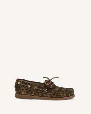 GIANVITO ROSSI GIANVITO ROSSI Leopard Print Lace Up Flat Loafer Shoes Multicolour