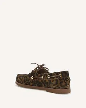 GIANVITO ROSSI Leopard Print Lace Up Flat Loafer Shoes - Multicolour