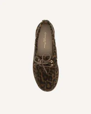 GIANVITO ROSSI Leopard Print Lace Up Flat Loafer Shoes - Multicolour