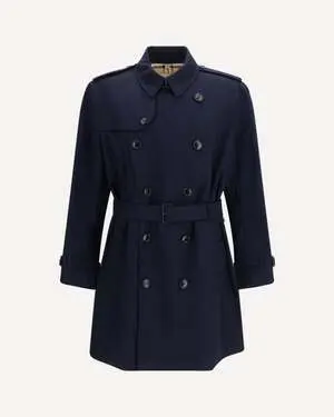 Burberry Double-breasted Belted Trench Coat - Blue