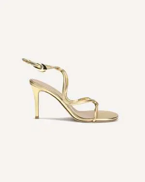 GIANVITO ROSSI Jungle Mamba Metallic Leather Stiletto Sandals