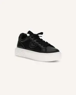 Pinko Yoko Leather And Mesh Sneakers - Black