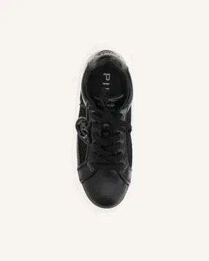 Pinko Yoko Leather And Mesh Sneakers - Black