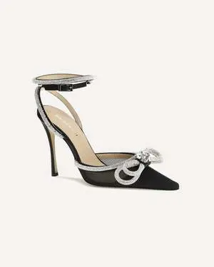 Mach & Mach Double Bow Satin Pumps - Black