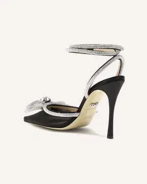 Mach & Mach Double Bow Satin Pumps - Black
