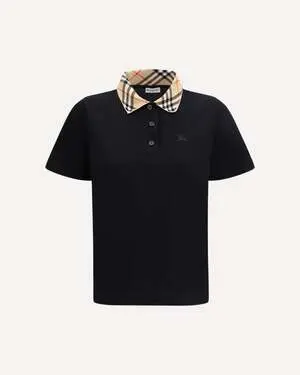 Burberry Cotton Piqué Polo Shirt With Signature Check Collar