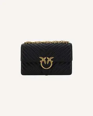 Pinko Love One Classic Quilted Leather Shoulder Bag With Gold Tone Hardware