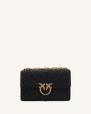 Pinko Love One Classic Quilted Leather Shoulder Bag With Gold Tone Hardware