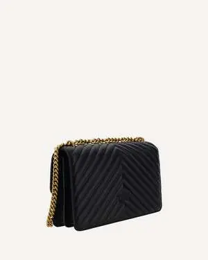 Pinko Love One Classic Quilted Leather Shoulder Bag With Gold Tone Hardware