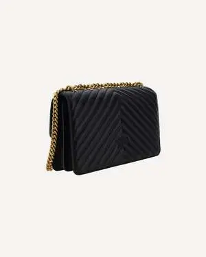 Pinko Love One Classic Quilted Leather Shoulder Bag With Gold Tone Hardware