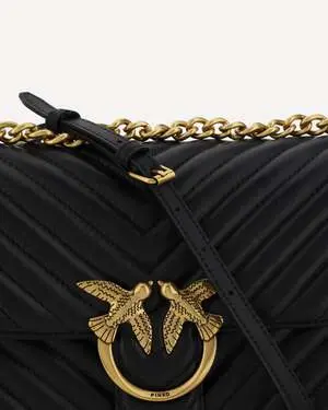 Pinko Love One Classic Quilted Leather Shoulder Bag With Gold Tone Hardware