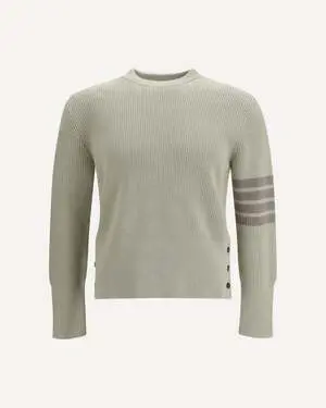 Thom Browne Cotton Crewneck Sweater With Four-bar Detail - Beige