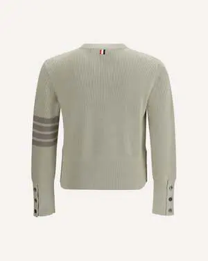Thom Browne Cotton Crewneck Sweater With Four-bar Detail - Beige