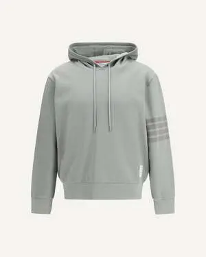 Thom Browne Cotton Hoodie With Signature Stripes - Grey