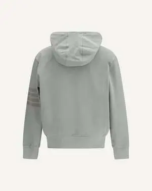 Thom Browne Cotton Hoodie With Signature Stripes - Grey