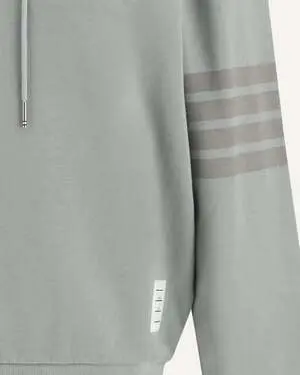 Thom Browne Cotton Hoodie With Signature Stripes - Grey