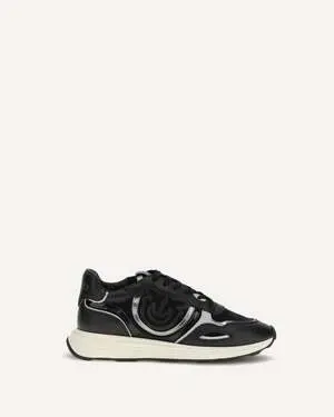 Pinko Zoe Leather And Mesh Sneakers - Black