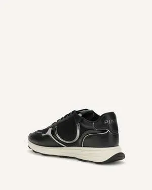 Pinko Zoe Leather And Mesh Sneakers - Black