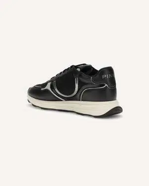 Pinko Zoe Leather And Mesh Sneakers - Black