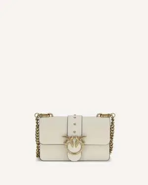 Pinko PINKO Love One Small Shoulder Bag With Diamond Cut Logo Buckle Cream