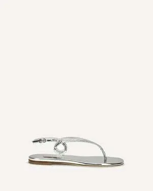 Casadei Josephine Metallic Woven Leather Thong Sandals