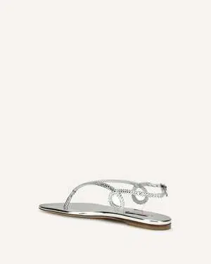 Casadei Josephine Metallic Woven Leather Thong Sandals