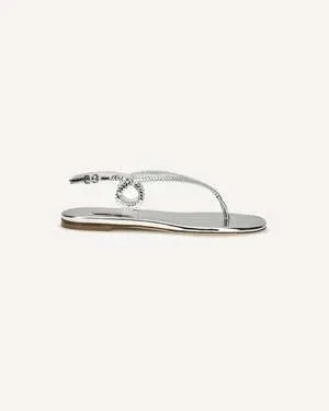 Casadei Josephine Metallic Woven Leather Thong Sandals