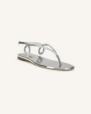 Casadei Josephine Metallic Woven Leather Thong Sandals