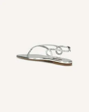 Casadei Josephine Metallic Woven Leather Thong Sandals