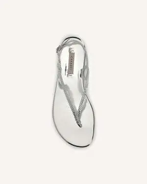 Casadei Josephine Metallic Woven Leather Thong Sandals