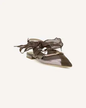 Pinko Gianira Leather Ballerinas With Ribbon Detailing