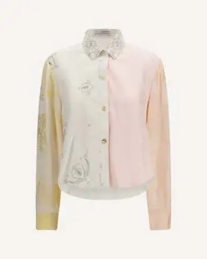 E.L.V. DENIM Emilie Embroidered Paneled Shirt