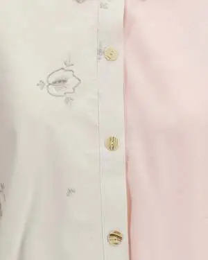 E.L.V. DENIM Emilie Embroidered Paneled Shirt
