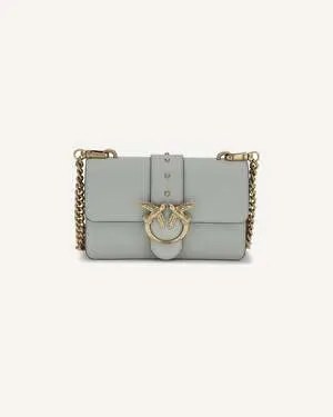 Pinko Love One Small Shoulder Bag With Chain Strap - Grey