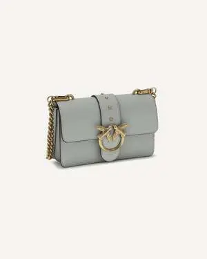 Pinko Love One Small Shoulder Bag With Chain Strap - Grey