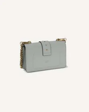 Pinko Love One Small Shoulder Bag With Chain Strap - Grey