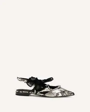Pinko Python-print Gianira Ballerinas With Buckle And Bow Detailing