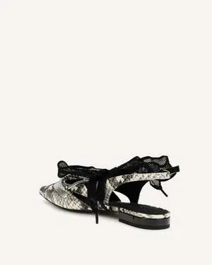 Pinko Python-print Gianira Ballerinas With Buckle And Bow Detailing