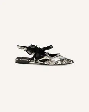 Pinko Python-print Gianira Ballerinas With Buckle And Bow Detailing