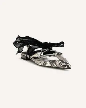 Pinko Python-print Gianira Ballerinas With Buckle And Bow Detailing