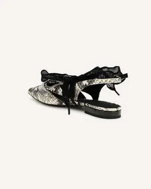 Pinko Python-print Gianira Ballerinas With Buckle And Bow Detailing