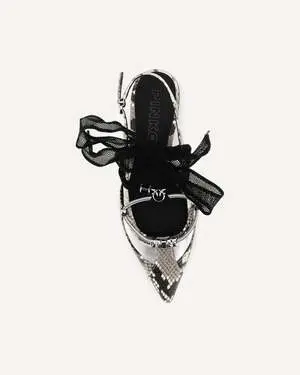 Pinko Python-print Gianira Ballerinas With Buckle And Bow Detailing