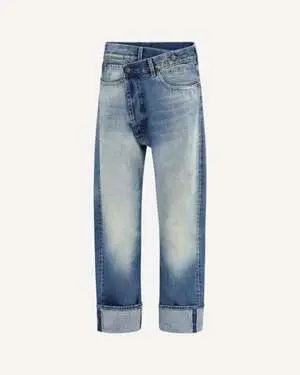 R13 Asymmetrical Button Straight-leg Jeans - Blue